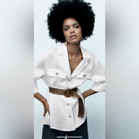 Zara | Tops | Zara Belted Linen Shirt | Poshmark